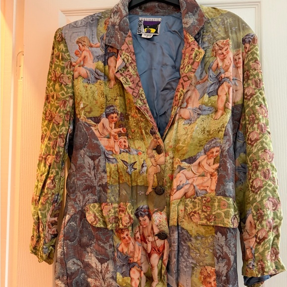 Vintage | Jackets & Coats | Womens Blazer With Angelic Print | Poshmark
